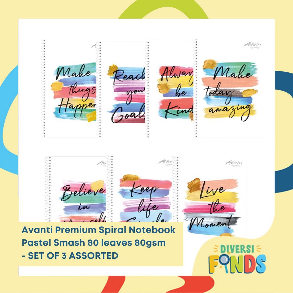 Thicker Paper Avanti Pastel Smash Spiral Notebook W/Plastic Jacket ...
