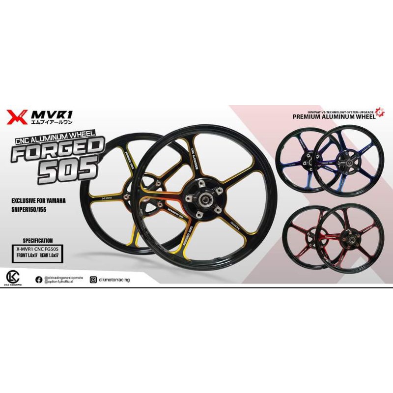 MVR1 CNC ALUMINUM WHEEL FORGED MAGS 1.6 X 1.6 FOR YAMAHA SNIPER 150/155 ...