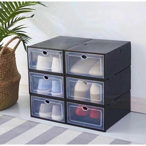 Shoebox Clear Door Stackable Storage Case Drawer Type Clear Plastic ...