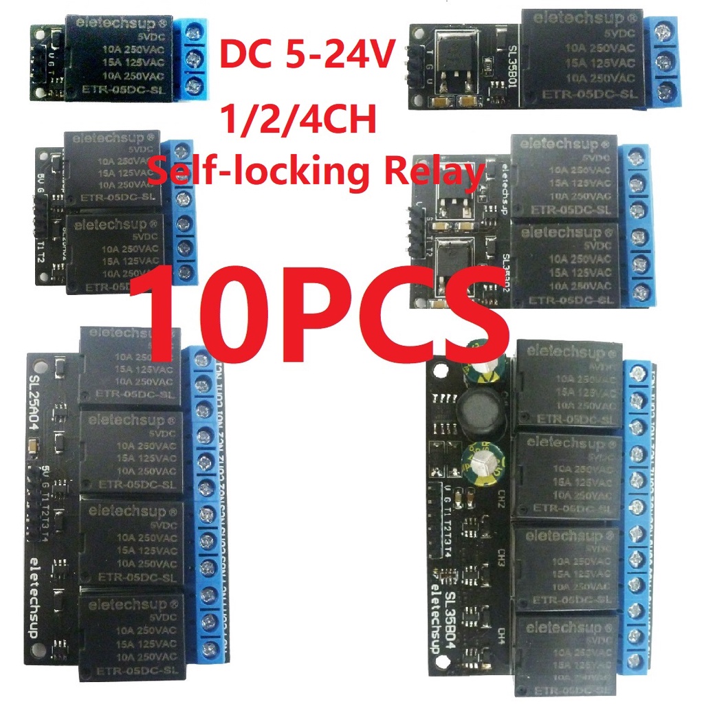 10PCS 5V 12V 24V 1 2 4CH Flip-Flop Latch Relay Module Bistable Self-locking Trigger Switch Board ...