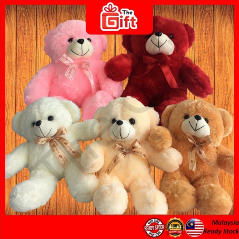 The Teddy Bear Soft Toy With Ribbon PP Cotton (30cm x 25cm x 30cm ...