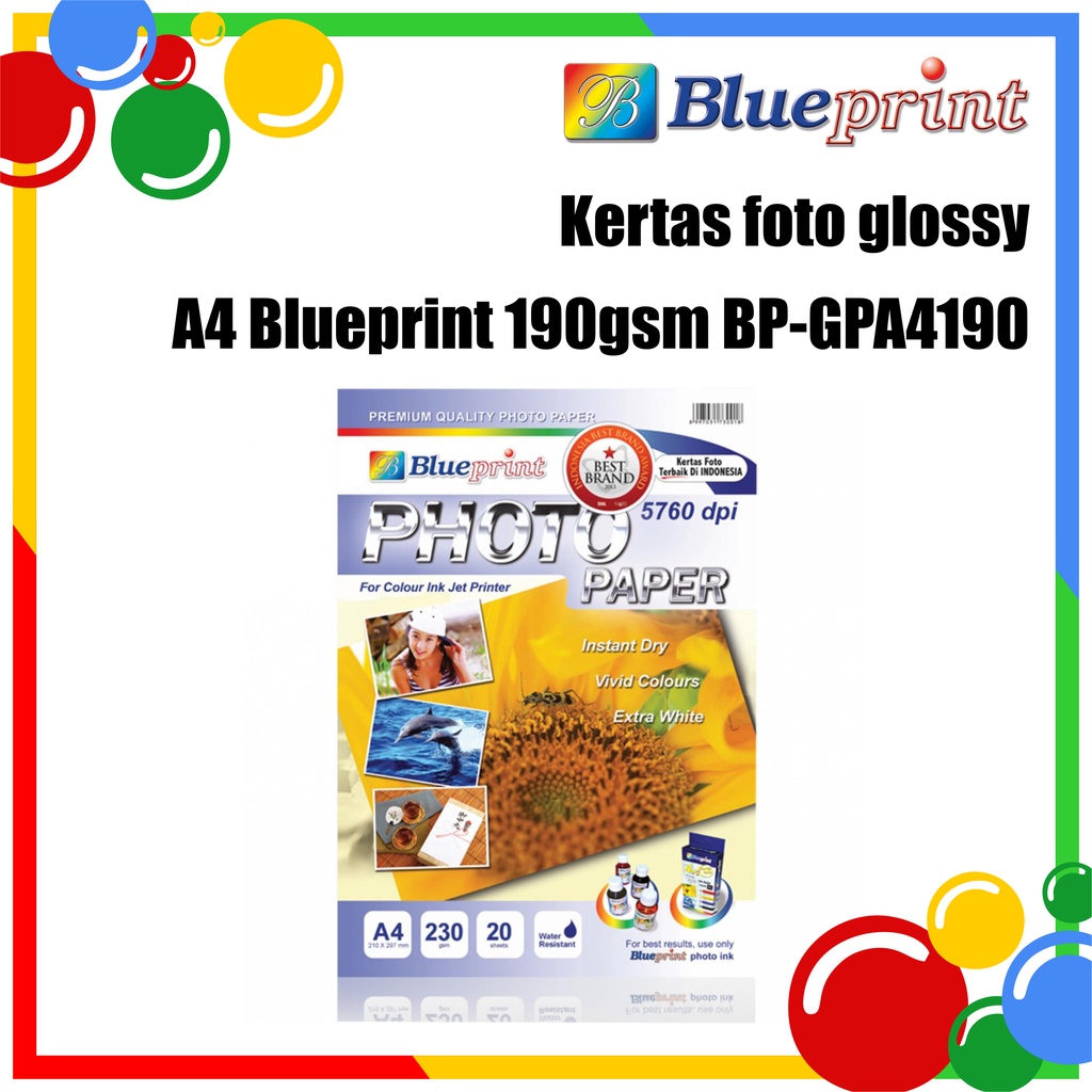 Photo Paper / Glossy Paper / Glossy Photo Paper BLUEPRINT A4 190 gsm ...