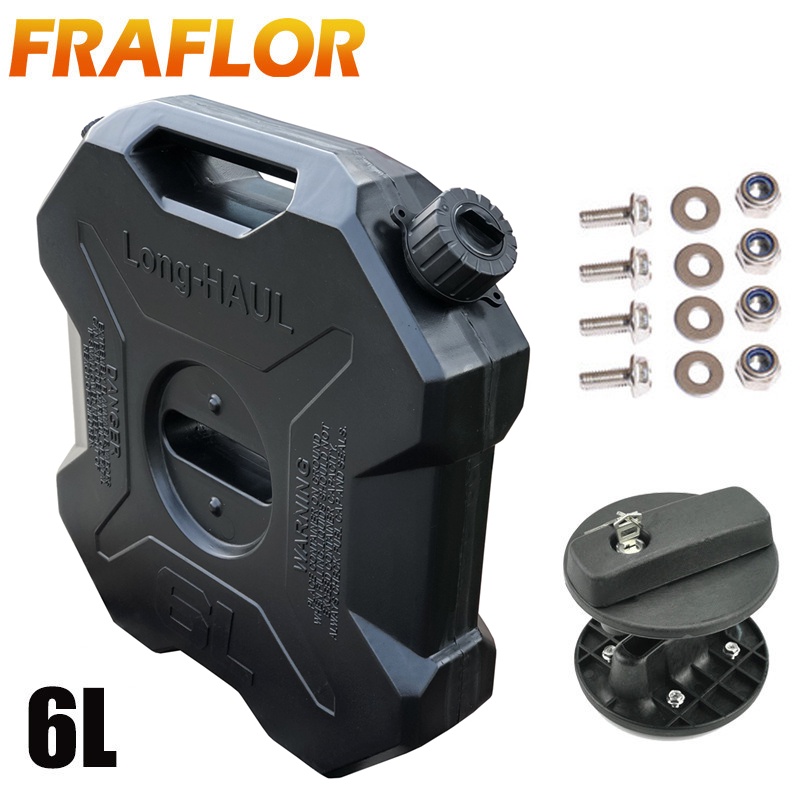 6 Liters Fuel Tank Petrol Can Plastic Black Motorcycle Car 6L Backup ...