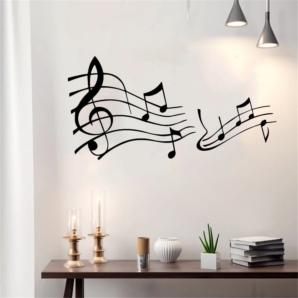 Music Notes Wall Sticker for Home Deocr Living Room Bedroom Accessories ...