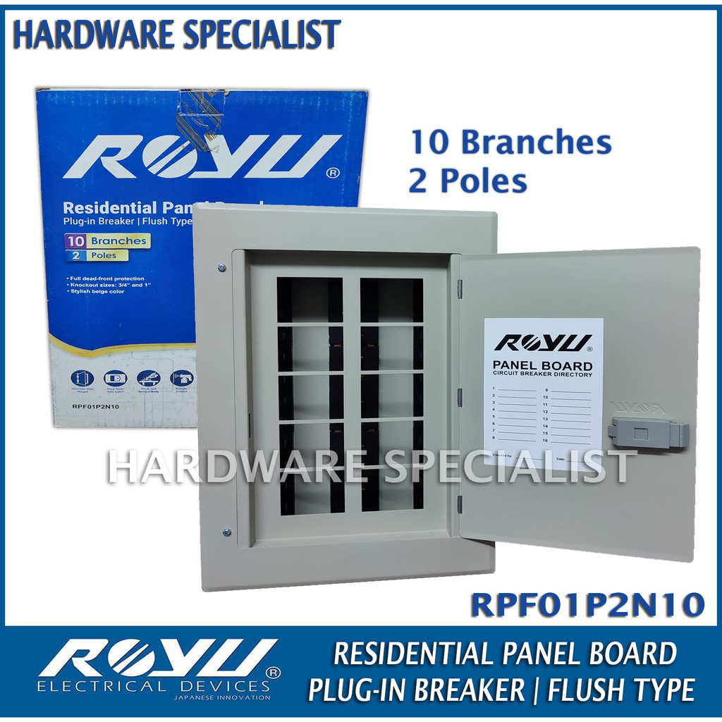 Royu Residential Panel Board Plug-In Breaker Flush Type 10 Branch ...