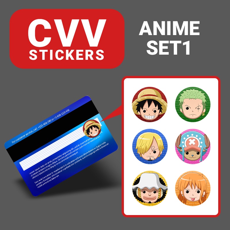CVV Sticker (Anime Set1) Anti Theft Sticker for BANK CARD ATM CREDIT ...