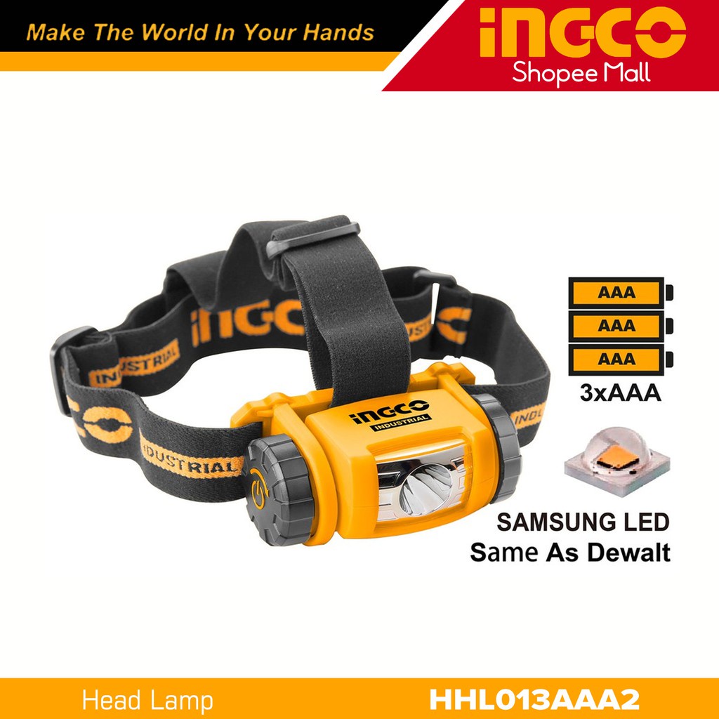 Ingco Head Lamp Forehead Light With Ipx4 Raining Resistant Cree Xpe2-R3 ...