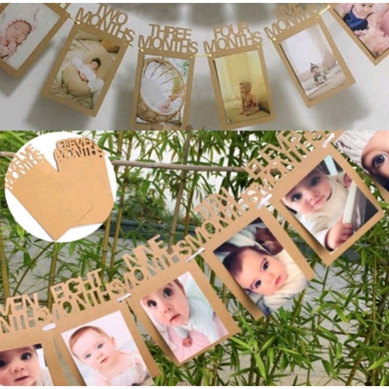 12 months Photo Banner | Happy birthday banner | Monthly Milestone ...