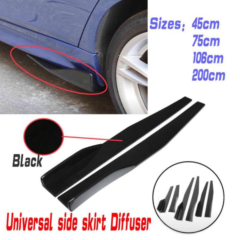 Car Universal Black Grossy Side Skirt Diffuser Body Kit Lip 75cm ...