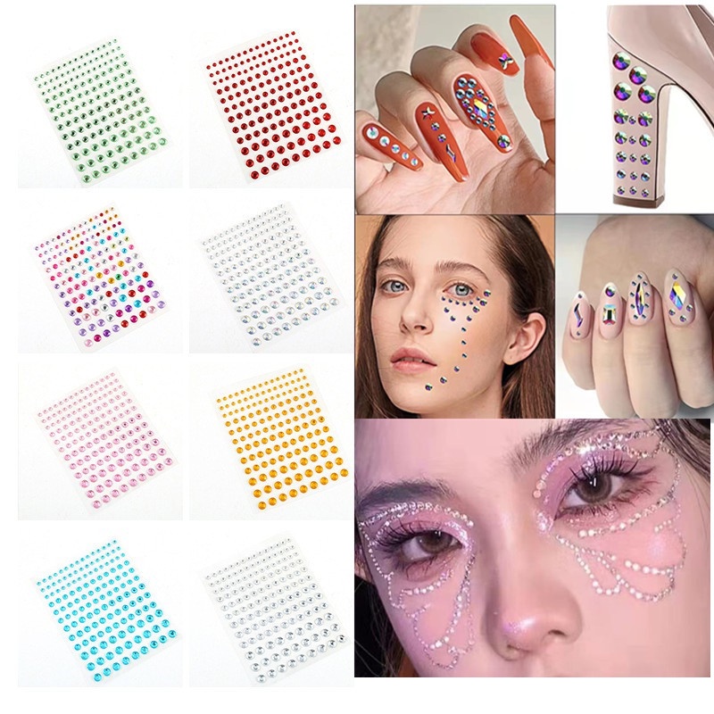 Tear eye stickers diamond pearl party glue-free eyebrow stickers eye ...
