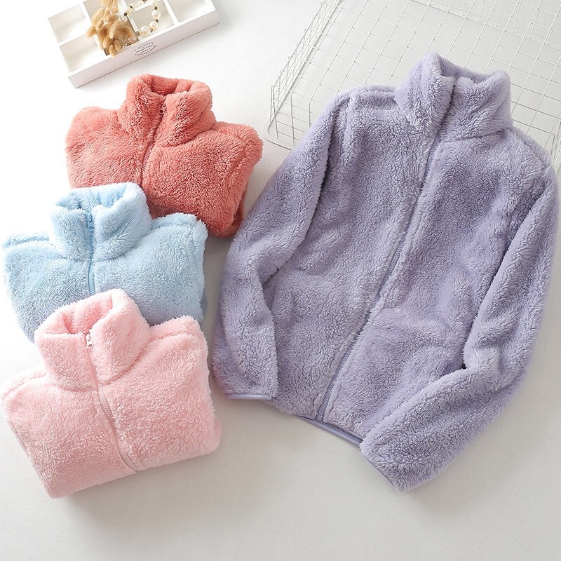 Winter Coral Fleece Coat Women Polar Fleece Outdoor Double-Sided Fleece ...