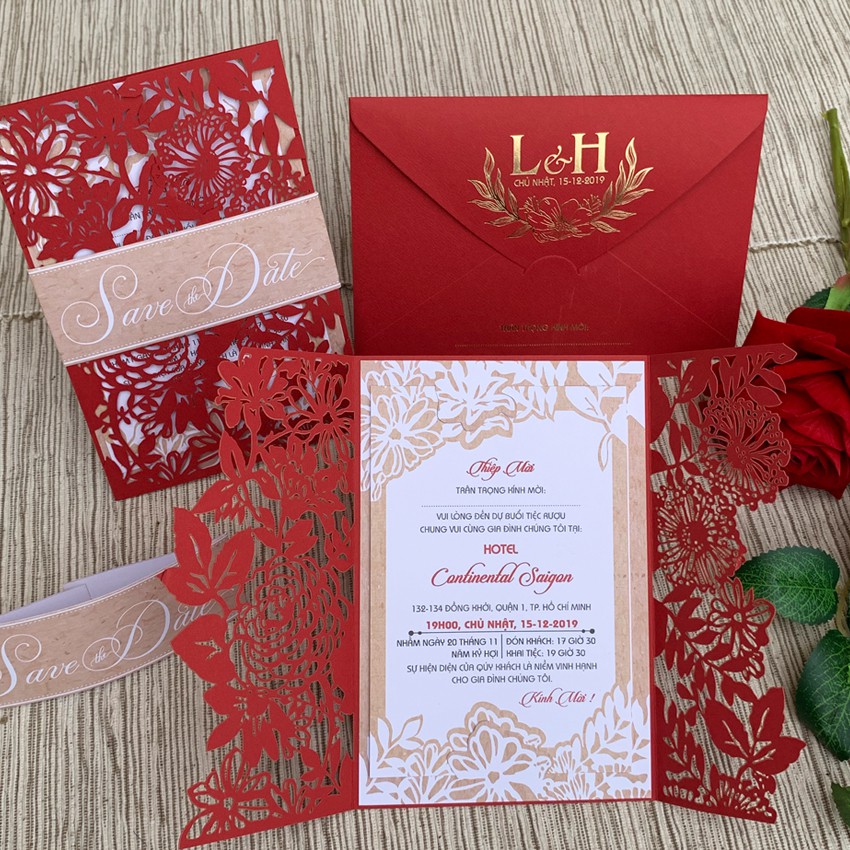 Laser cut pattern wedding invitation (DQ-2027) | Shopee Philippines