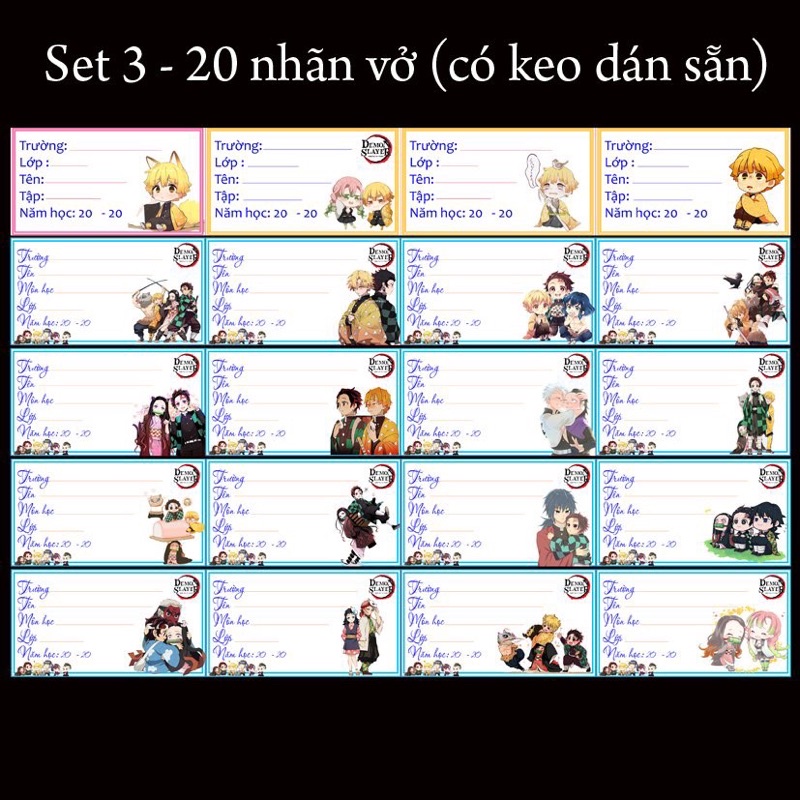 Kimetsu no yaiba notebook labels 100 pieces/ kimetsu no yaiba anime ...