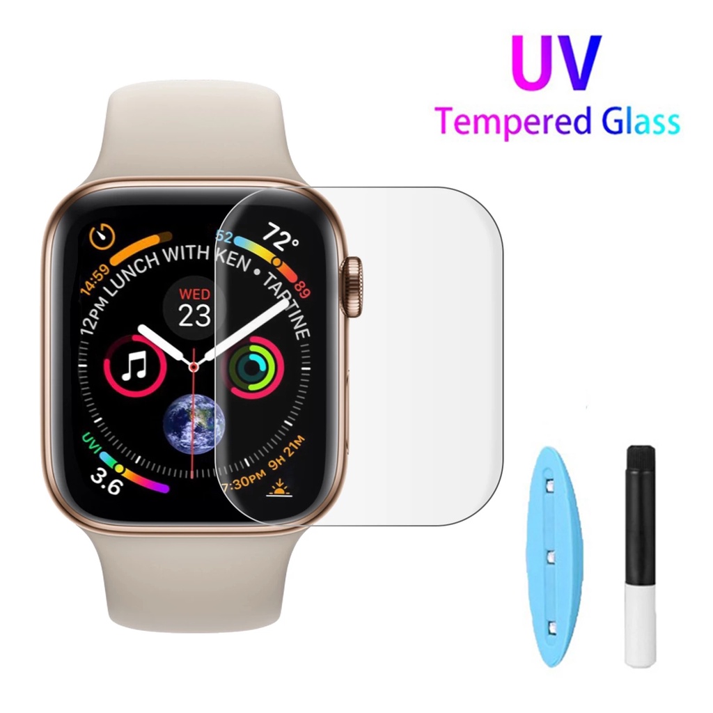 UV Glue Full Cover Tempered Glass Apple iWatch 38mm 40mm 42mm 44mm 9H ...