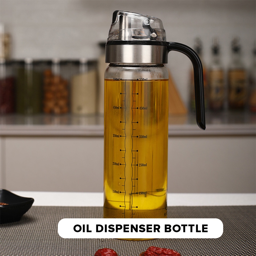550ml Borosilicate Glass Bottle Kitchen Oil Dispenser with Handle Easy ...
