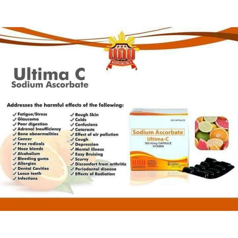 ULTIMA-C (SODIUM ASCORBATE) 562.43mg 20 CAPSULE | Shopee Philippines