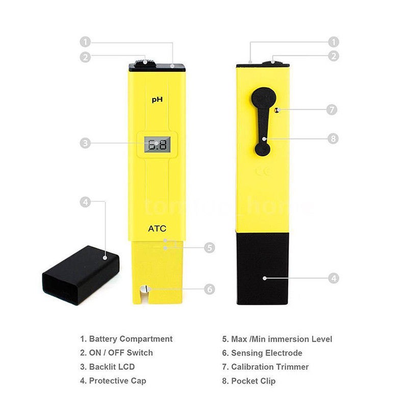 PH Test Pen Portable Level Electrode Sensor Reader PH Meter For Pond ...