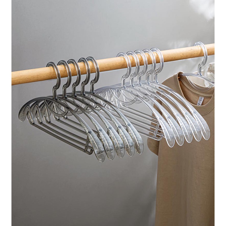 6-PIECE SET Clear Transparent Hanger Heavy Duty Muji Japanese Clean ...