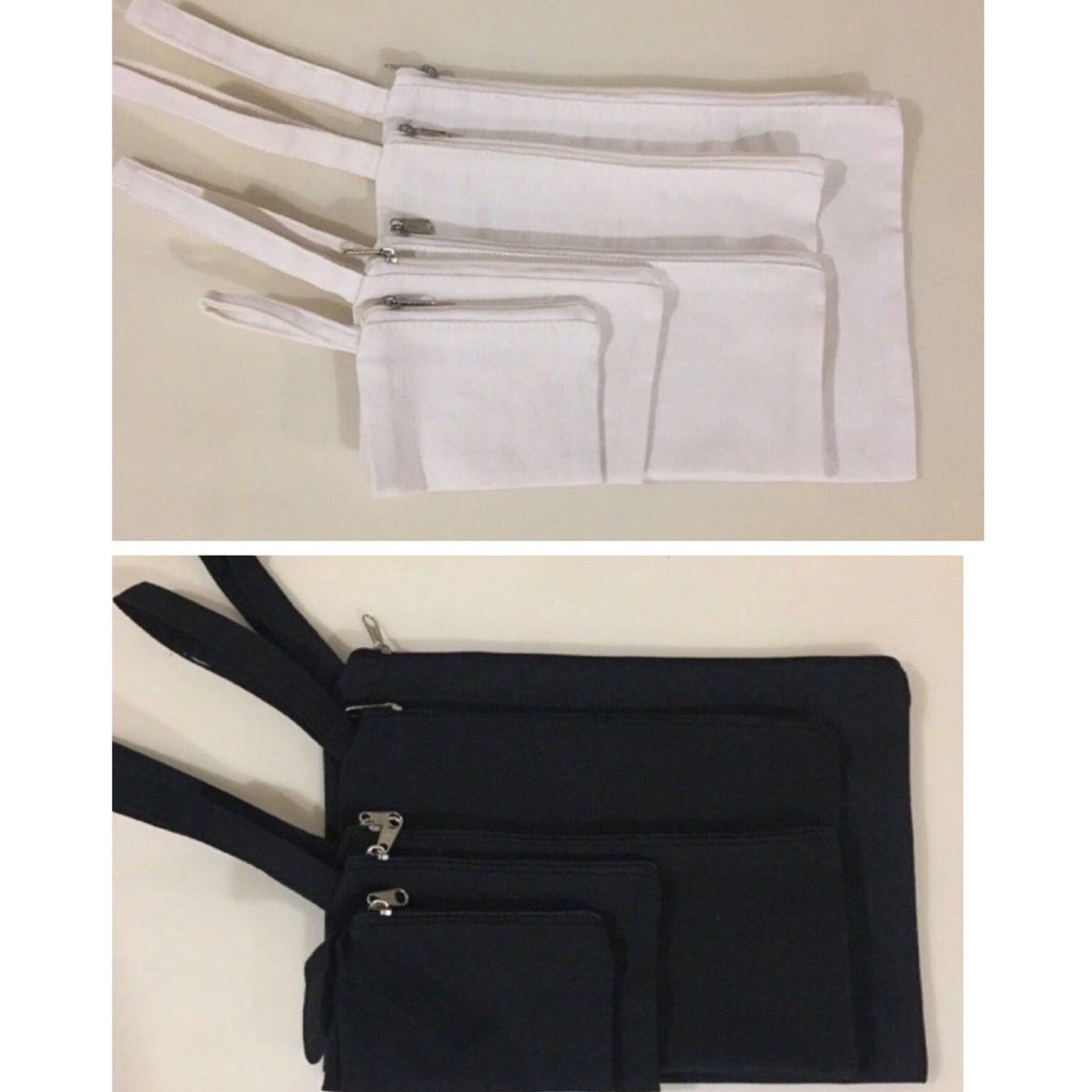 Canvas pouch may handle zipper pouch 5 size | Shopee Philippines