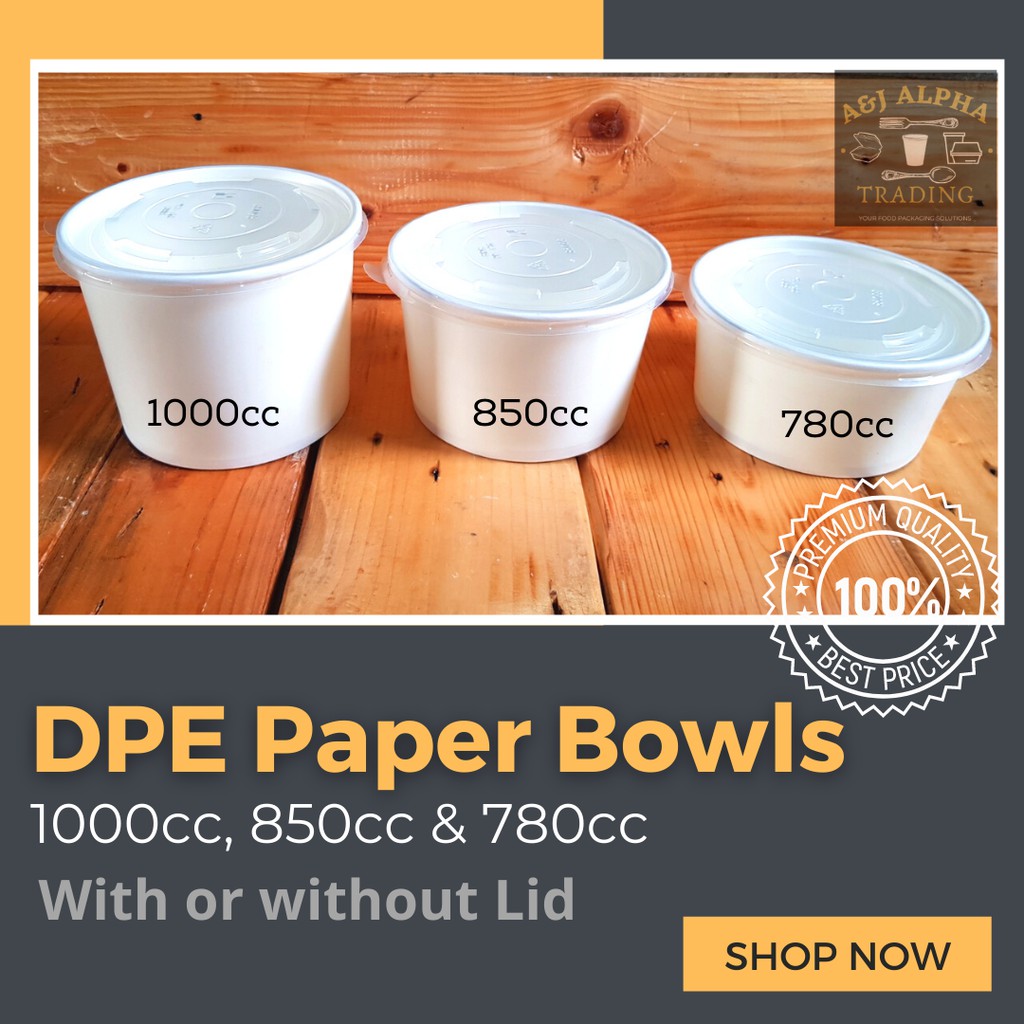 780cc and 850cc Paper Bowl DPE [50pcs] with or without Lid | Shopee ...