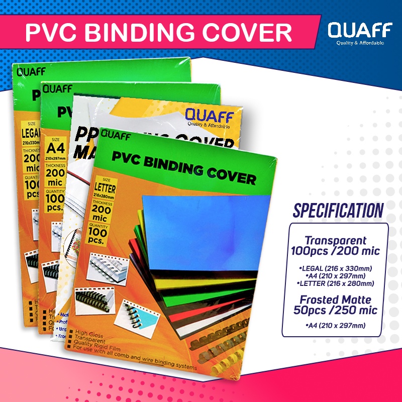 PVC Binding Cover Clear (200 Micron) or Frosted Matte (250 Micron) A4 ...