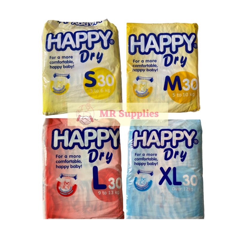 HAPPY Dry Diaper 30pcs | Shopee Philippines