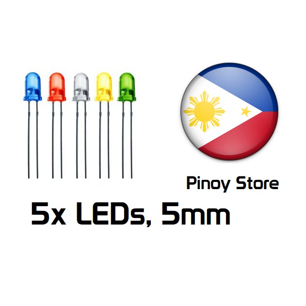 5pcs 5mm LED F5 Red Green Yellow White Blue Pink DIY electronics ...