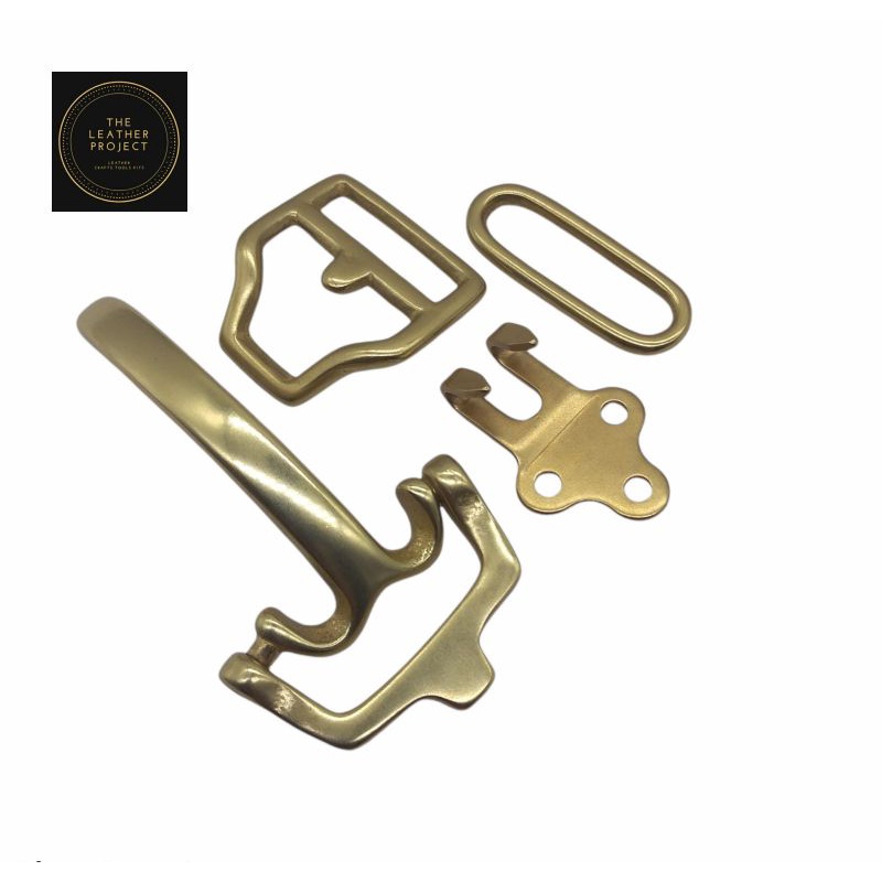 The Leather Project (1Set)4pcs Meetee Solid Brass Belt Buckle Cavalry ...