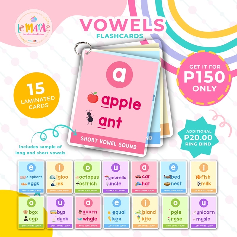 VOWELS CONSONANTS ALPHABETS Laminated Educational Flashcards Educational Toys for Kids Toddlers ...
