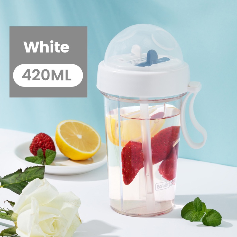 600ml Portable Dual Straw Aquaflask Separate Drink Water Beverage ...