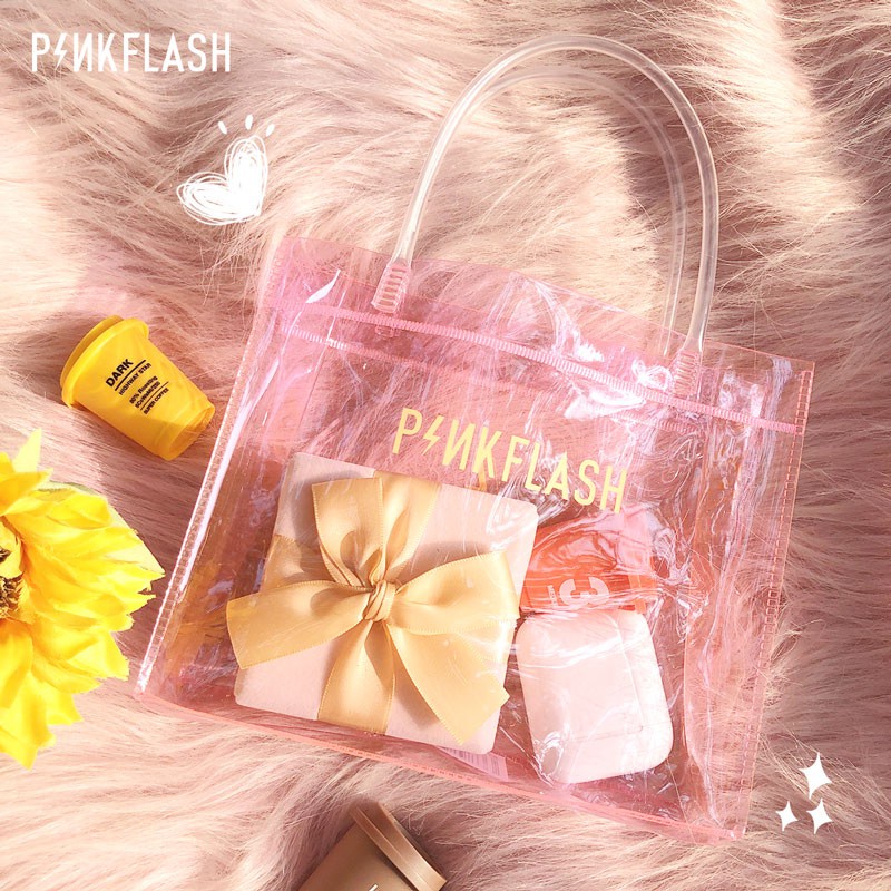 PINKFLASH PVC PINK Handbags & Gift Bags Transparent Plastic PVC Travel ...