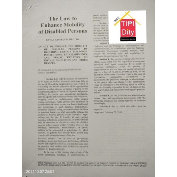 BP344 Accessibility Law Print Handouts for Architects | Shopee Philippines