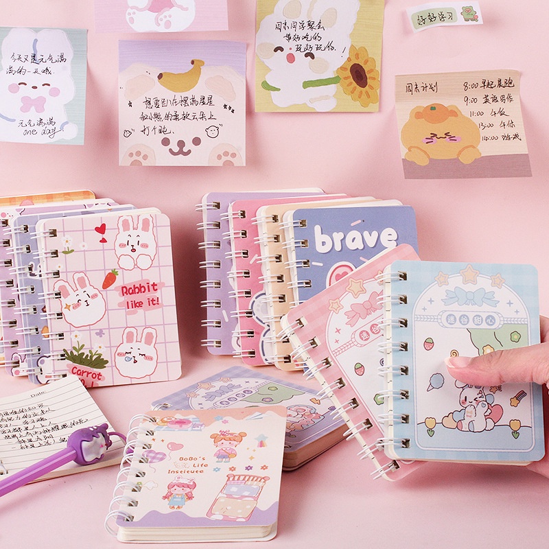 1pc Cute Cartoon Spring Portable Pocket Notepad Mini Notebook A7 ...