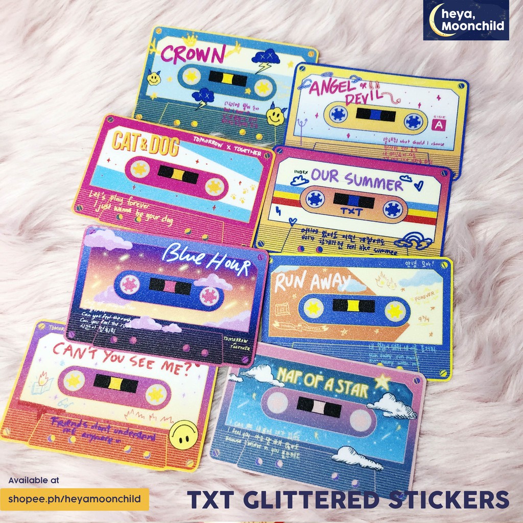 TXT Cassette Tape Glittered Stickers | Shopee Philippines