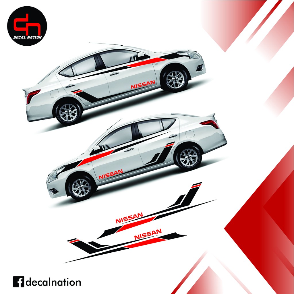 Nissan Almera Both Side Decals Red and Black Color Cut Out Vinyl ...