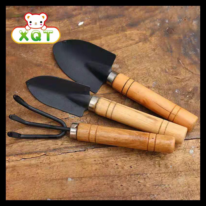 3pcs Mini Garden Plant Gardening Shovel Rake Tool Set With Wooden ...