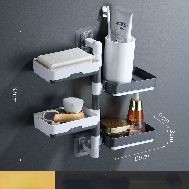 Drilling-Free Soap Holder Wall Mounted Three Layer Soap Organizer Soap ...