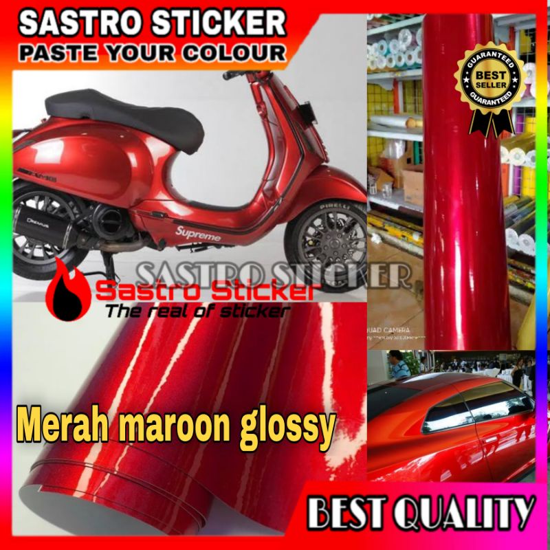 MERAH Glossy CANDY Metallic Red Velvet STICKER/Maroon Red Velvet ...