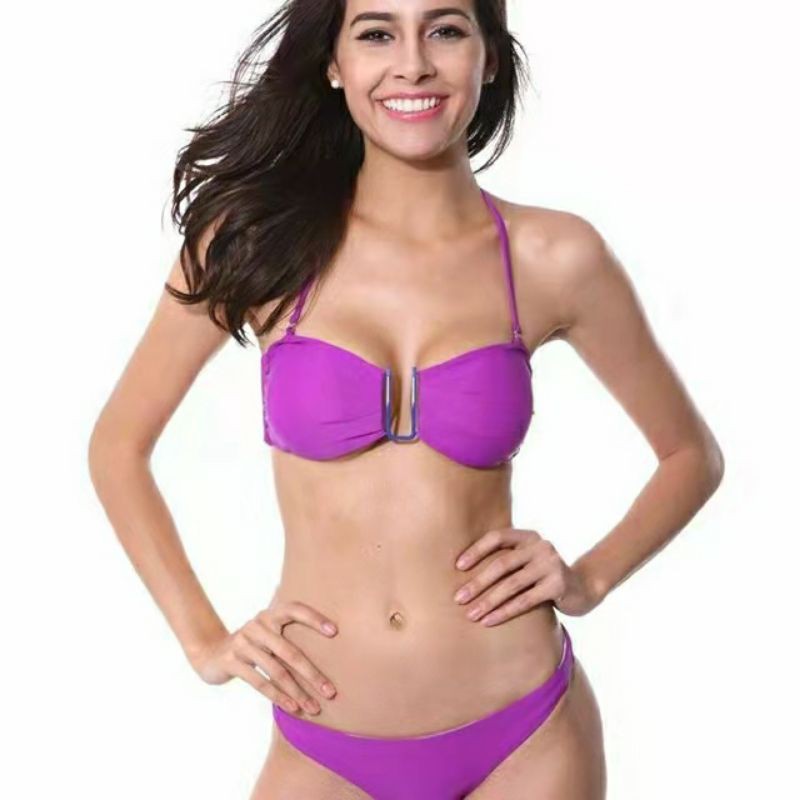 Women Sexy Push Up Bathing Suits Ring Design Beach Swimwear Bandeau Strapless Bikini Set 059 ...