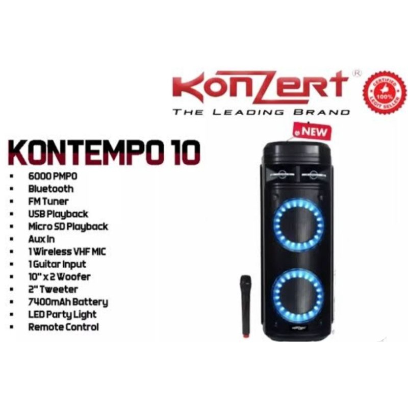 KONZERT KONTEMPO 10 PORTABLE PARTY SPEAKER WITH BLUETOOTH / USB / FM ...