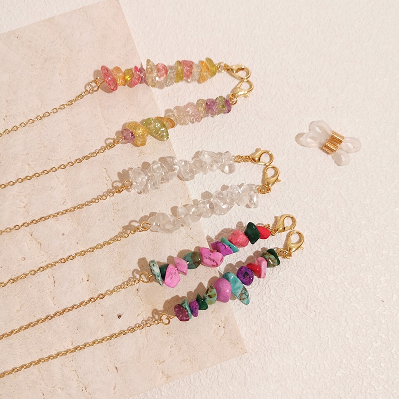 INS Irregular Turquoise Crystal Glasses Mask Chains Halter Neck Chains ...