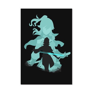Genshin impact poster canvas painting Silhouette shape raiden shogun ...