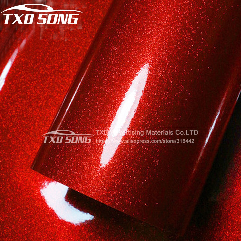 Premium High glossy Red Diamond pearl glitter wrapping vinyl film ...