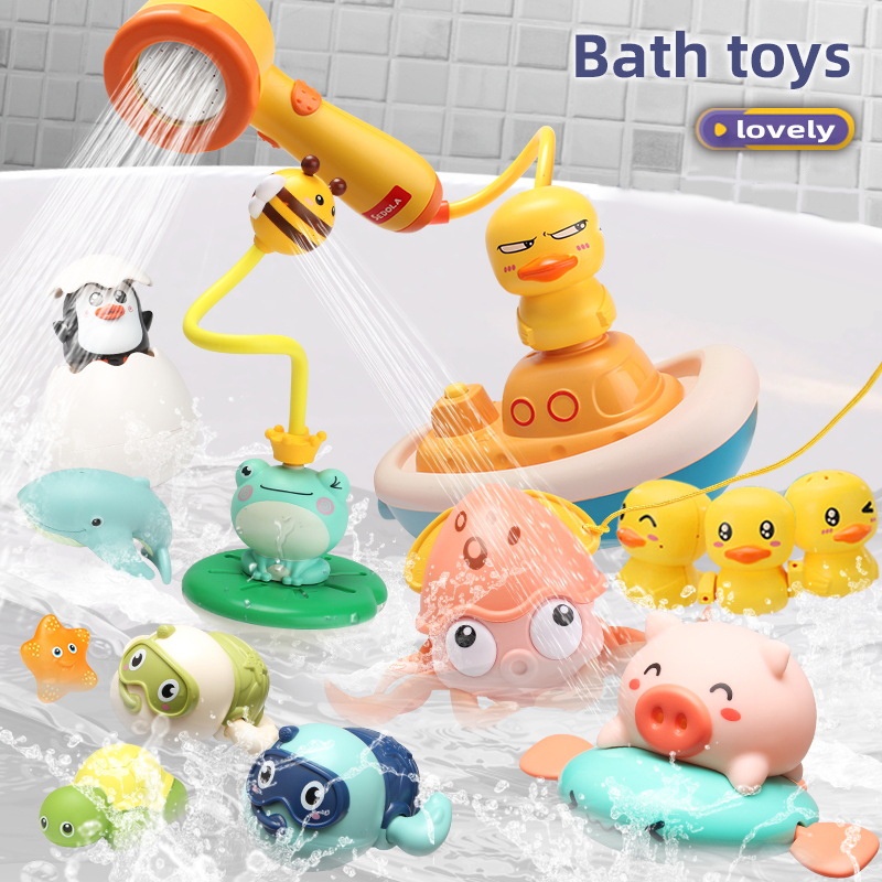SEASUN Baby Bath Yellow Duck Shower Electric Water Frog Spray Pig For ...