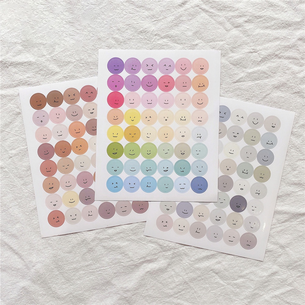 1 Sheet INS Style Morandi Color Emoji Sticker Creative Paper Stickers ...