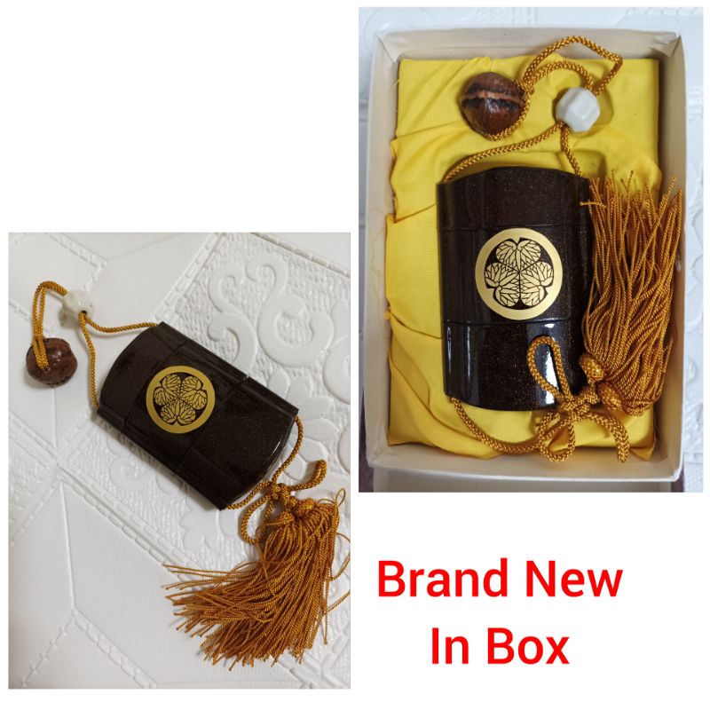 Vintage Japanese Samurai Inro Traditional Pill Box Netsuke Mitsuba ...