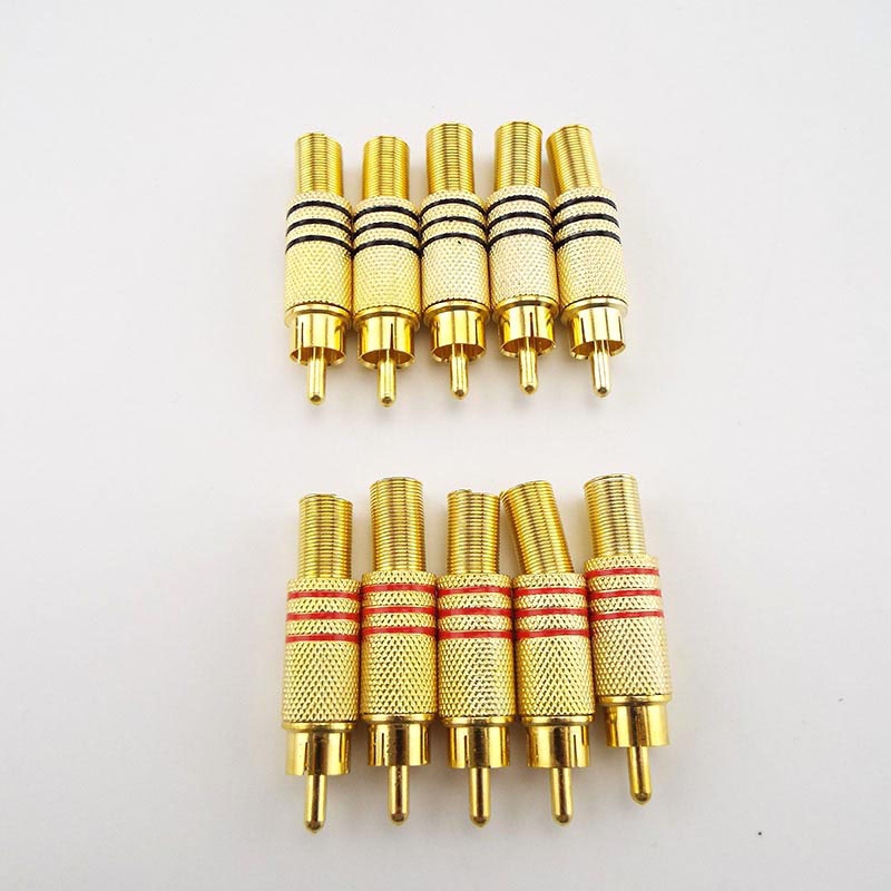 3 Pair RCA Male Connector Plug Solder Soldering Audio Video Jack Adapter for RCA Cable Video ...