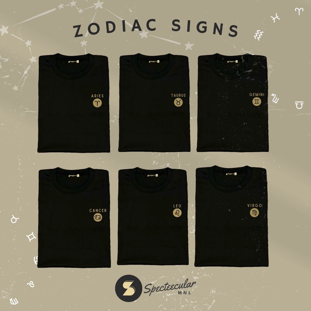 Zodiac Signs Gold Print Tshirt | Part 1 | Spectee MNL Tee | Shopee ...