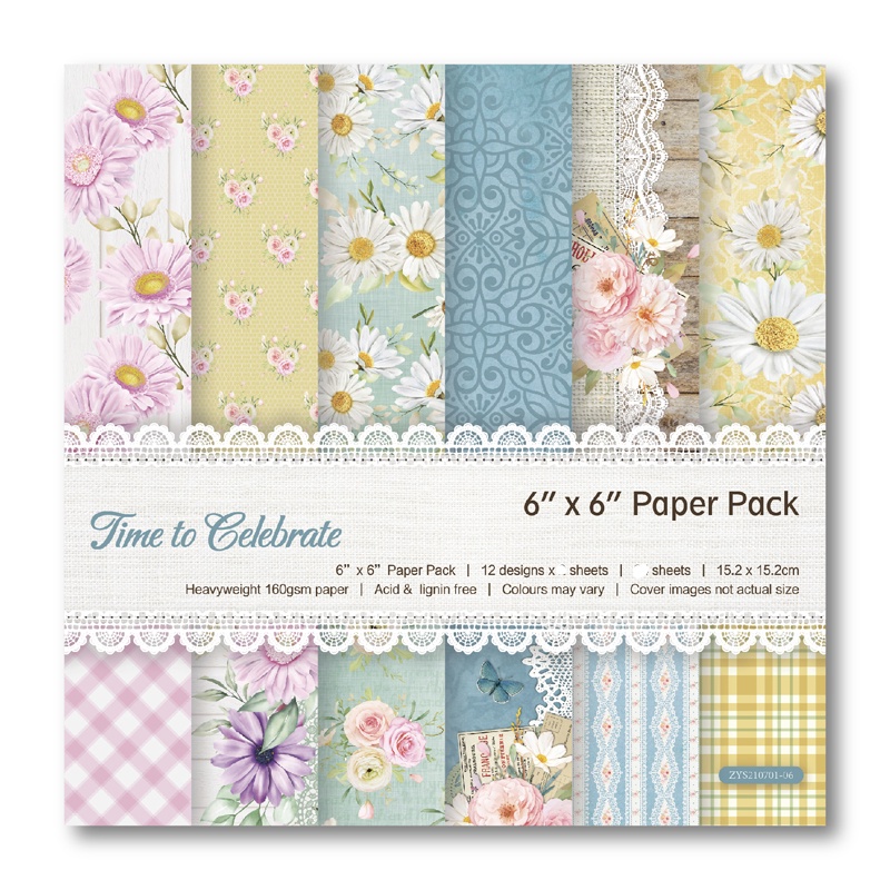 Paper Pack 6"x6"Time to Celebrate 12 sheet Art Background Paper Card Making DIY Scrapbook Paper ...