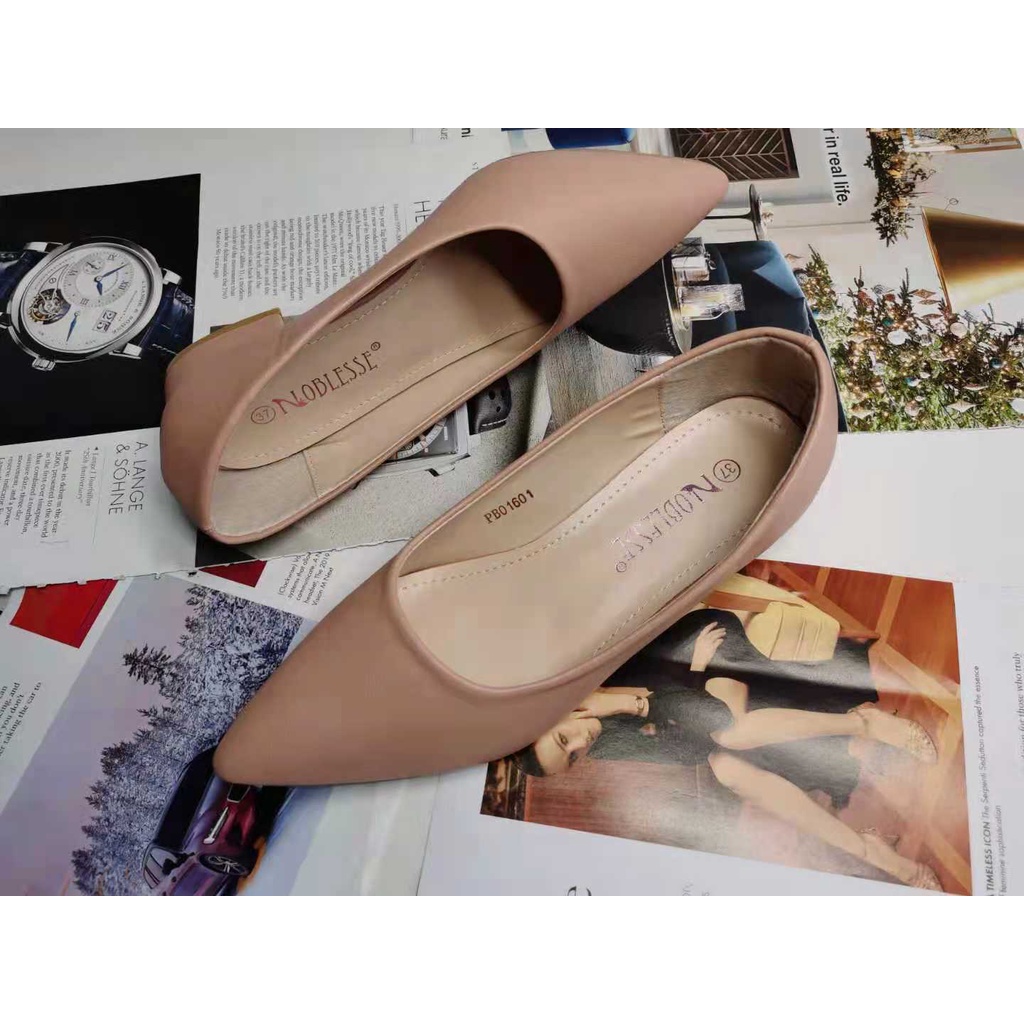 Korean Pointed Toe Office Work Block Heels Shoes(leather ) | Shopee ...
